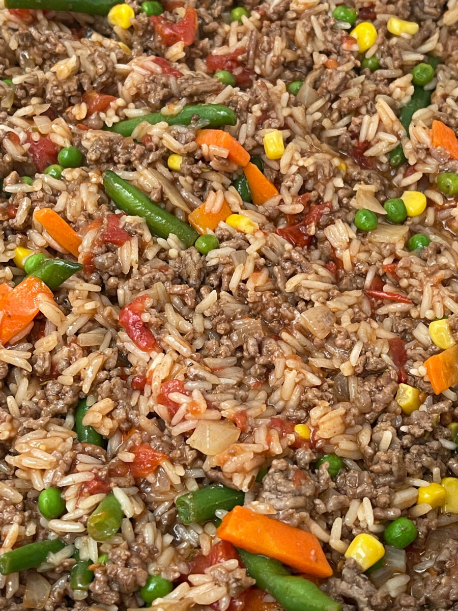 One Pan Cheesy Savoury Rice - Oh So Busy Mum